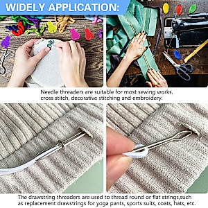 Needle Threaders Tool Set 19 in 1 for Hand Sewing, Sewing Machine, DIY (5 Pcs Gourd Shaped Threaders + 5 Pcs Thumb Shaped Threaders + 2 Pcs Drawstring Threaders + 2 Pcs Seam Rippers + 5Pcs Needles)…