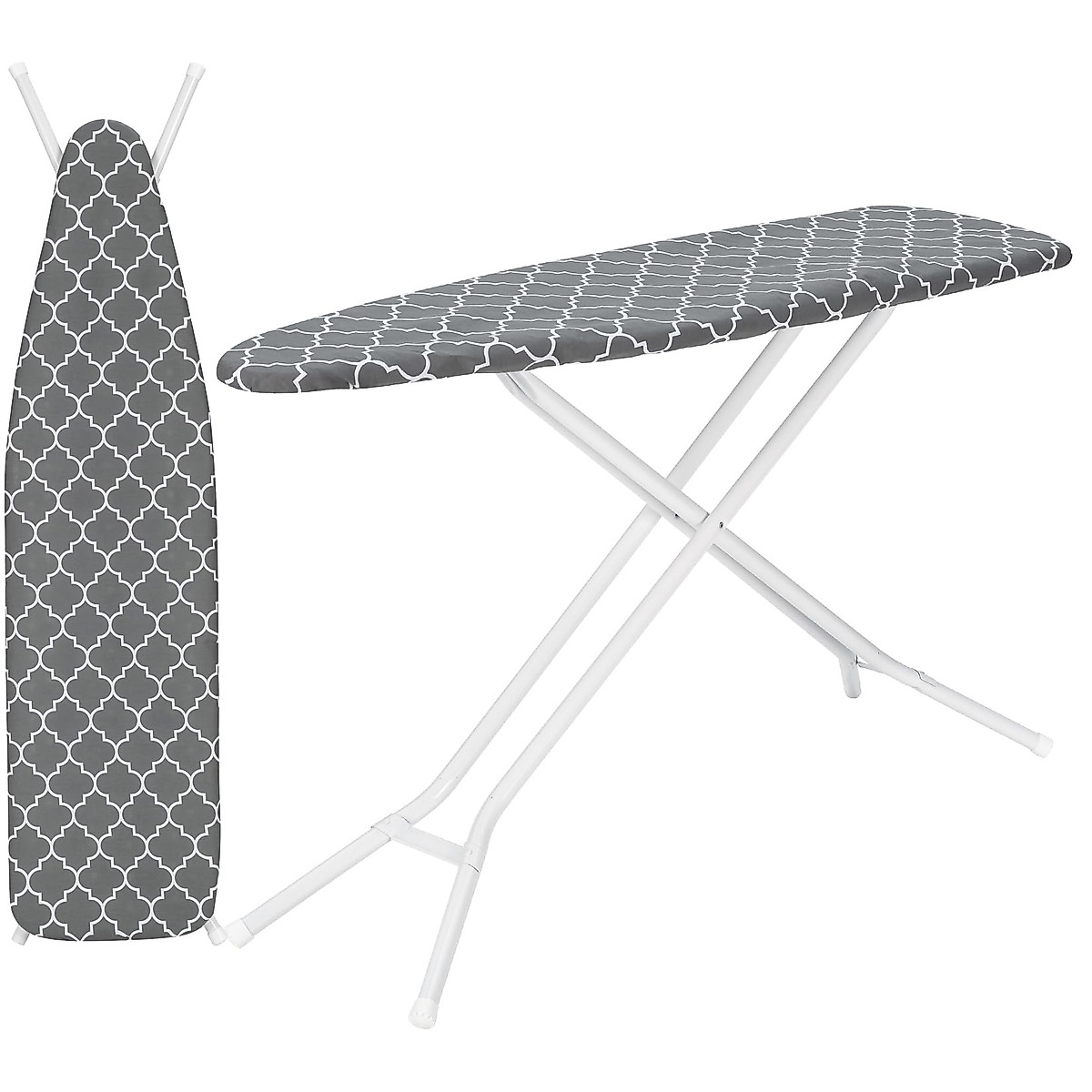 Tidy Zebra Compact Ironing Board Full Size MADE IN THE USA – 4 LEG Extra Durable & Sturdy Ironing Boards with Thick Iron Board Cover – Foldable Ironing Board for Easy Storage Height Adjustable (13x53)