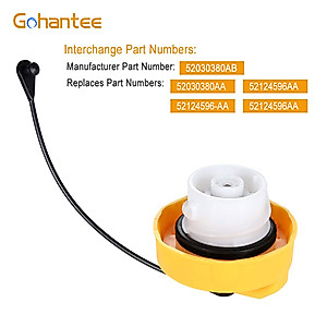 E85 Gas Cap Fuel Cap 52030380AB Replace 52030380AA Compatible with 2008-2016 Chrysler Town & Country 2007-2009 Jeep Commander Grand Cherokee 2008-2019 Dodge Grand Caravan 2013-2016 Dodge Dart