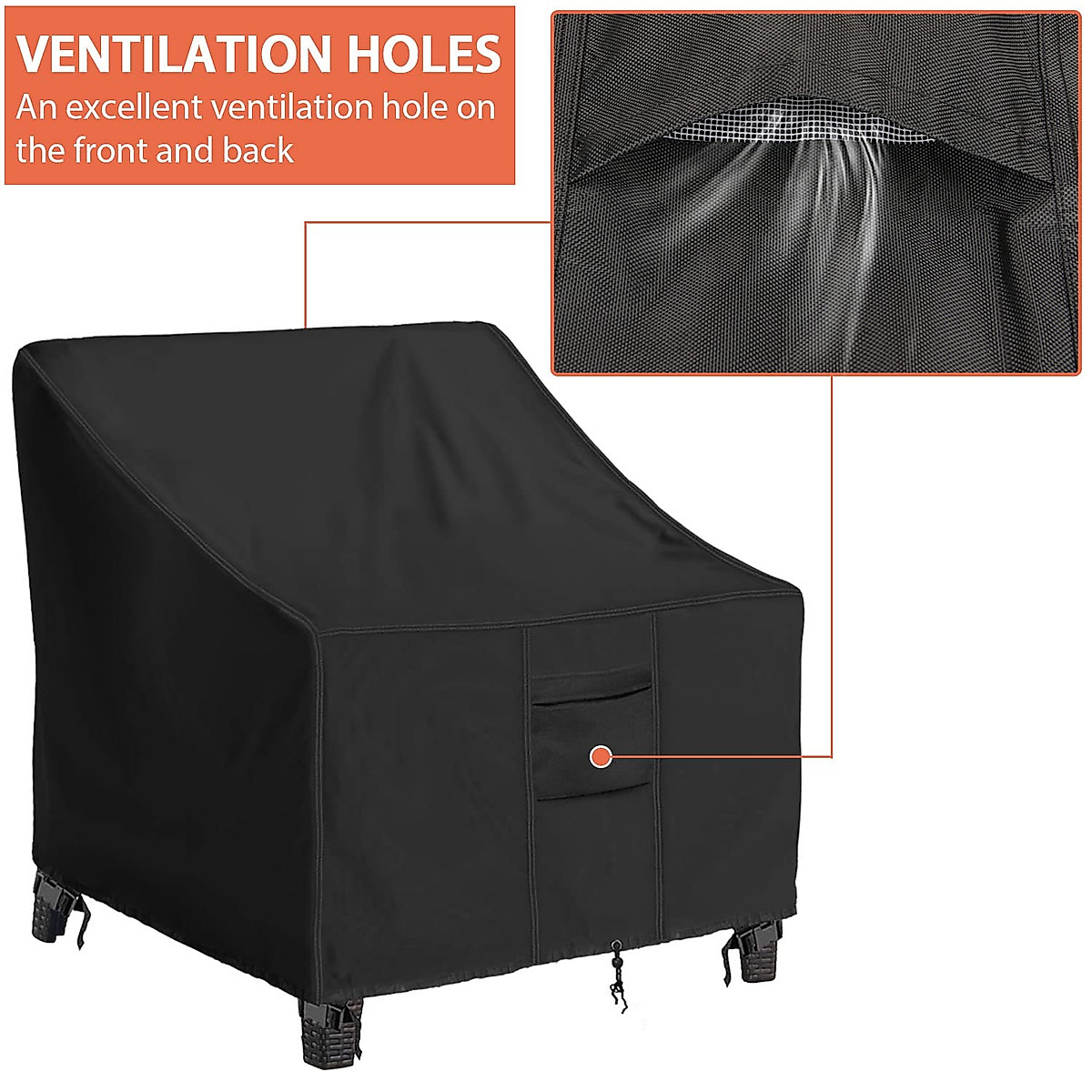 Karwo Patio Chair Covers , 600D UV Coated Heavy Duty rip-stop And Waterproof Lounge Deep Seat Covers For Lawn Patio Outdoor Furniture (2 pack- 37”Wx40”Dx30”H)