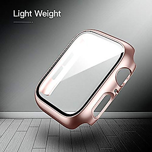 Landhoo 6 Pack case for Apple Watch Series SE/6/5/4 44mm Screen Protector with Tempered Glass, Hard PC HD Full Cover Protective iwatch.