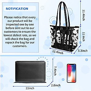 PG6 FF1 Women Waterproof Clear Tote Bags Shoulder Bag Handbag Beach Bag Shopping Bag Work Bag, Black, One Size
