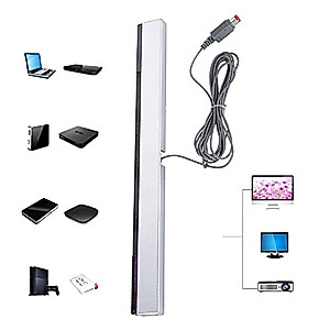 ASHATA Game Console Sensor Bar, Replacement Wired Infrared Signal Ray Sensor Bar Wired Receiver for Game Console, Includes Clear Stand