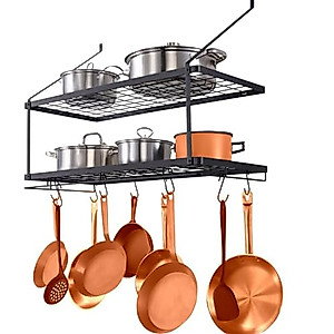 VEVOR Pot Rack Wall Mounted, 30 inch Pot and Pan Hanging Rack, Pot and Pan Hanger with 12 S Hooks, 55 lbs Loading Weight, Ideal for Pans, Utensils, Cookware in Kitchen