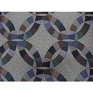 90" Wide Cheater Quilt Top Fabric Double Wedding Ring Color Hunter. Fabric is Sold by The Yard and Cut to Order. for Example, Order of 1 Yard(Qty=1) is 90"x36". Order of 3 Yards(Qty=3) is 90"x108".