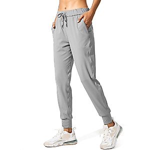 SANTINY Women's Joggers Pants Pockets Drawstring Running Sweatpants for Women Lounge Workout Jogging(Light Grey_L)