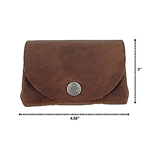Hide & Drink, Leather Vintage Money Case Bag Snap On Pouch Wallet Change Holder & Card Organizer Accessories, Handmade Includes 101 Year Warranty (Bourbon Brown)