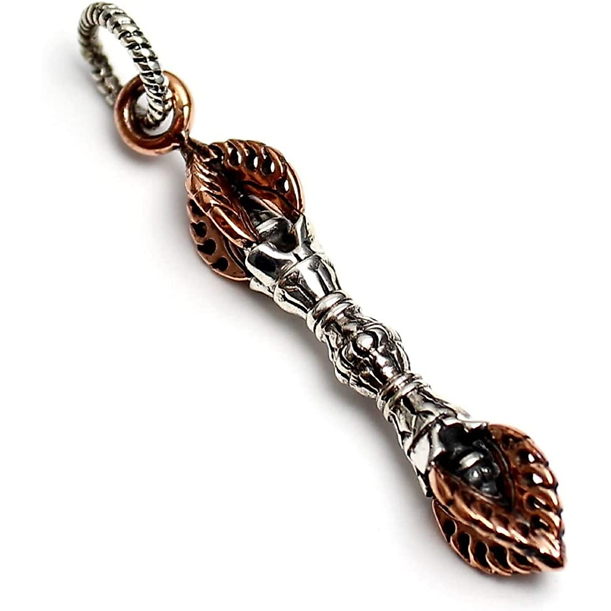 COSUMOSU Tibetan Vajra Dorje Pink Gold 925 Sterling Silver Pendant Charm Amulet