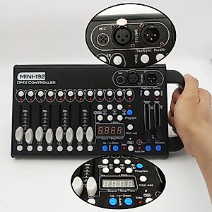 Dmx Console,Universal DMX-512 Controller 192 DMX 512 Stage DJ Light Controller 240 Different Scenes Dmx512 Console Applicable to 3-Pin DMX Cable for DJs Bands Bars Pubs Clubs Family Party Wedding etc…