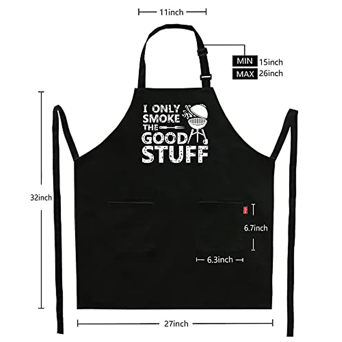 Kaidouma Funny Grilling Aprons for Men - I Only Smoke the Good Stuff - Men’s Funny Cooking Chef Grill BBQ Aprons with 2 Pockets - Funny Birthday Father's Day Christmas Gifts for Dad, Husband, Him