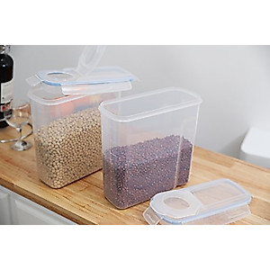 Basicwise Large BPA-Free Plastic Food Cereal Containers, Airtight Spout Lid Set of 2