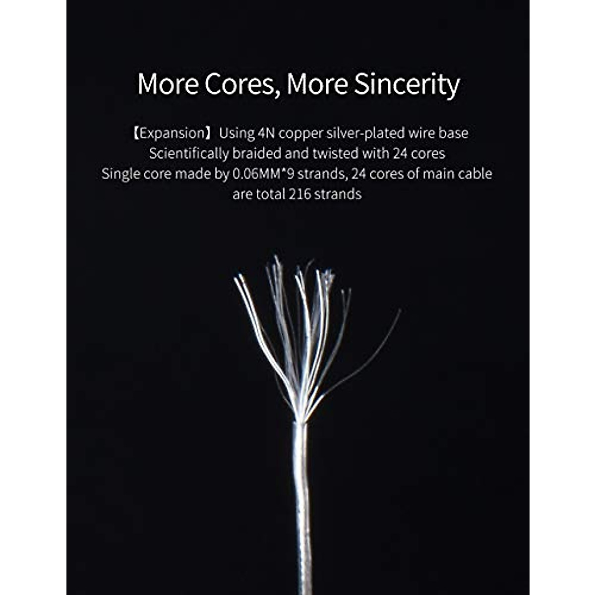 Earbuds Cable-TFZ 24 Core KBEAR [Expansion] Ear Monitor Upgraded Cable, 4N Copper Silver Plated Cable with 4.4mm Plug, Suit for Live-X T2-Galaxy IEM King-RS and TFZ Series (TFZ4.4, Silver)