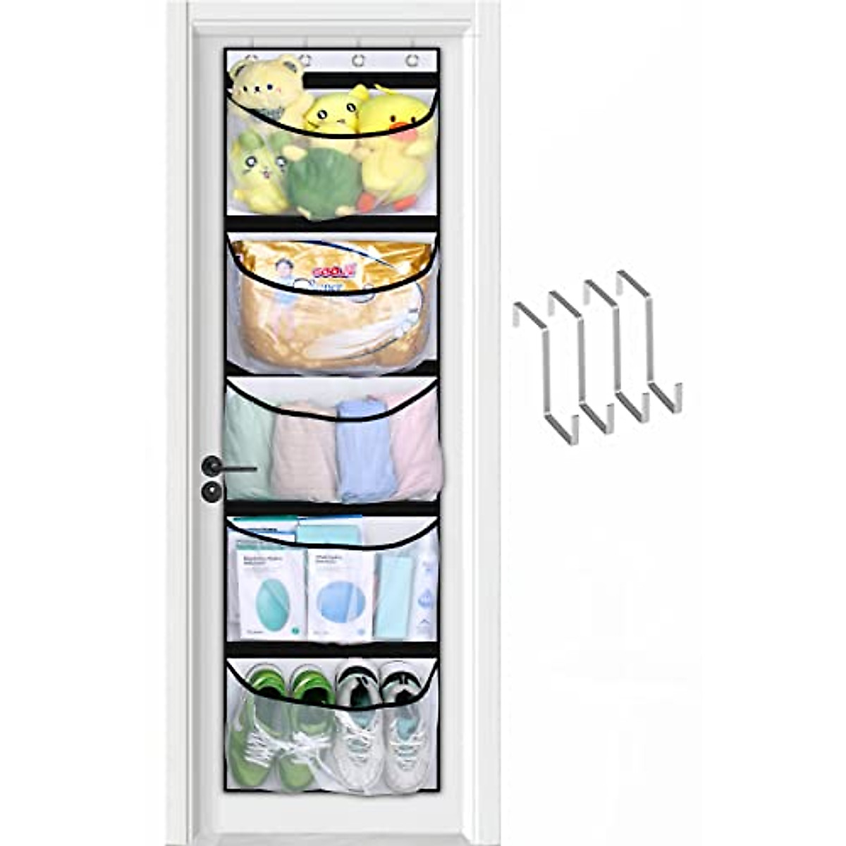 KEETDY 5 Pockets Over the Door Organizer and 5 Large Pockets Over the Door Organizer Hanging Door Storage for Closet