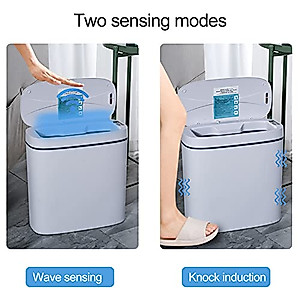 Kitchen Trash Can with Lid - Automatic Dustbin 2 Modes Touch Free Narrow Design Bag Pumping Odor Isolation Thickening Intelligent Waste Bin for Office - Green