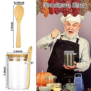 Roshtia 12 Sets Glass Jars with Bamboo Lids and Spoons Airtight Glass Jars Containers Borosilicate Glass Canisters Food Storage Canister for Hot Chocolate Bars Coffee Oats Spices Marshmallows (10 oz)