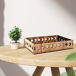 Ochine Ramadan Wood Tray Eid Ramadan Mubarak Square Wooden Serving Tray Eid Mubarak Trays Decoration DIY Wooden Serving Trays Food Dessert Tray Ramadan Decor Gift for Home Table Party Supplies