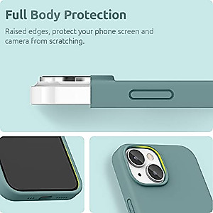 SURPHY (4 in 1 Designed for iPhone 14 Case Compatible with MagSafe (6.1 inch, 2022), with 2 Pack Screen Protector + Camera Cover, Liquid Silicone Phone Case (Cactus Green)
