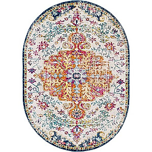Artistic Weavers Odelia Vintage Bohemian Area Rug,3' x 5' Oval,Orange/Navy