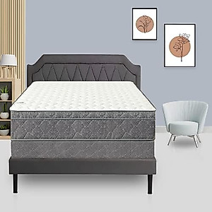 Nutan 10 Inch Foam Encased Mattress with Eurotop, Comfy, and Soft Plush Mattresses Provide Soothing Sleep, Complete Body Support, and Pressure Relief, Full XL