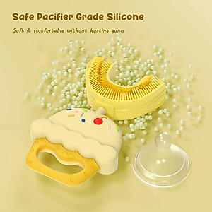 Kids U-Shaped Toothbrush，Soft Silicone Toothbrush Head, Manual Training Tooth Brush, 360° Oral Teeth Cleaning Design for Toddlers and Children Age 6-12,Yellow