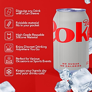 Skywin-Silicone Can Cover (Diet) - 3 Pack, Silicone Can Sleeve, Soda Can Sleeve, Hides Can by Disguising as a Can of Soda (Red)