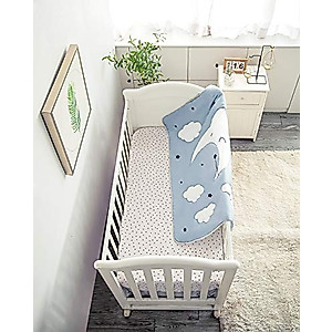 La Premura Sleeping Moon Baby Nursery Crib Bedding Set, 3 Piece Standard Size Crib Bedding Set, Blue and Grey