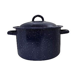 IMUSA USA 4-Quart Blue Speckled Enamel Stock Pot with Lid