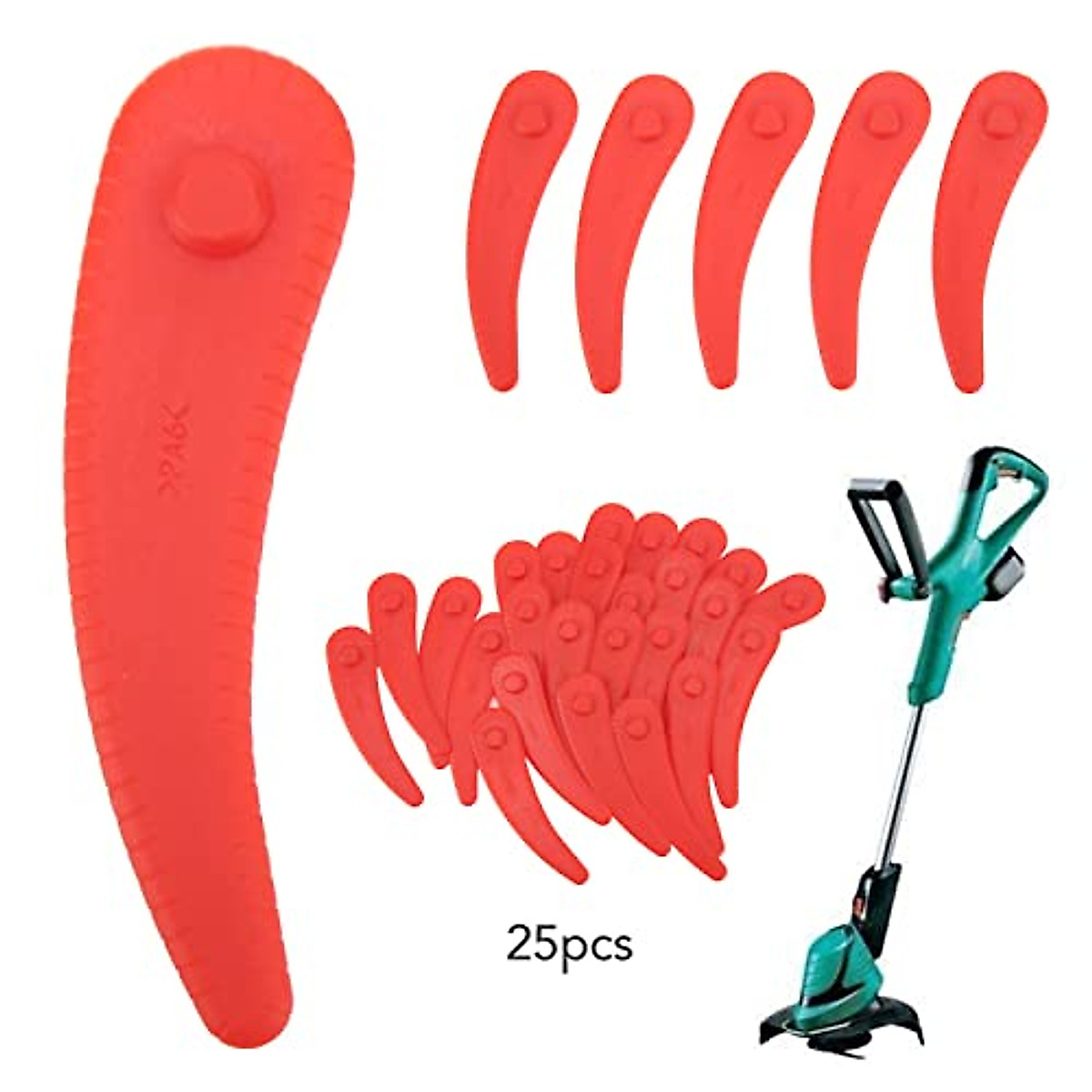 Lawn Mower Blades, Durable, Flexible, Household 25 pcs. Lawn Mower Blades Fast ABS Cut for Garden Red