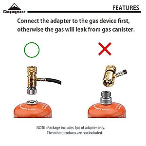 CAMPINGMOON Camping Grill Propane Gas Stove Adapter, Input: EN417 Lindal Valve Canister, Output: Propane Gas Stove Z20