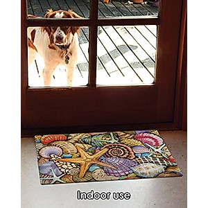 Toland Home Garden 800033 Shells of The Sea Summer Door Mat 18x30 Inch Beach Outdoor Doormat for Entryway Indoor Entrance