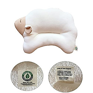Super Soft Organic Cotton Baby Pillow, Machine Washable, Travel, Small Toddler Pillow (Cloud Lamb) 15.3 x 8.3 inches