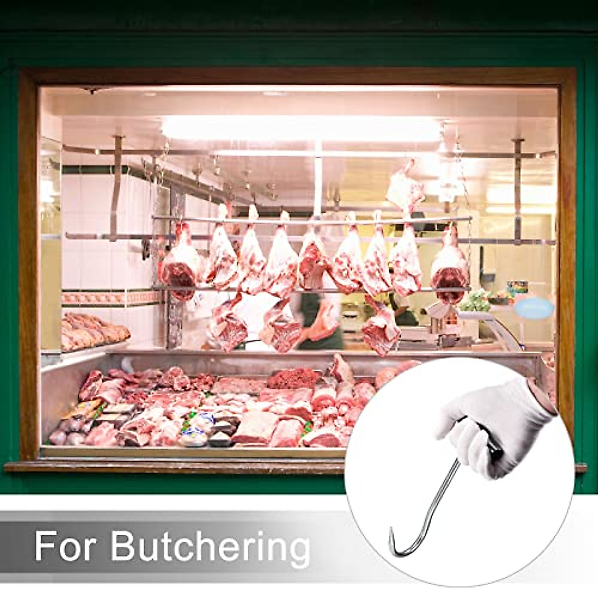 uxcell T-Handle Meat Boning Hook, Galvanized Curved T Hooks for Kitchen Butcher Shop Restaurant 12"(300mm)
