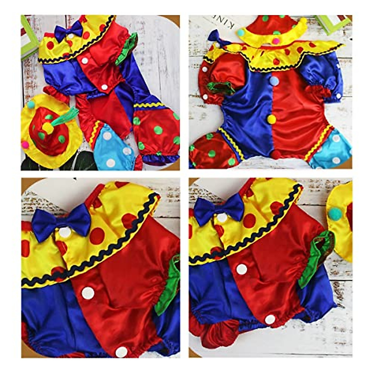Dog Halloween Costume Puppy Clothes Cosplay Clown Clothes Pet Costumes for Small Dogs Cats Halloween Party Pet Photo Props Supplies for Halloween Small Dogs and Cats Cosplay Party Supplies
