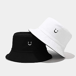 Malaxlx Black White Bucket Hat Beach Sun Hat Aesthetic Fishing Hat for Men Women Teens, Reversible Double-Side-Wear