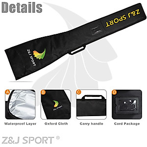 Z&J SPORT Kayak Paddle Bag with Carry Handle, 2-piece Kayak Paddle Cover Waterproof Inner Double-layer Compartment Waterproof Lining
