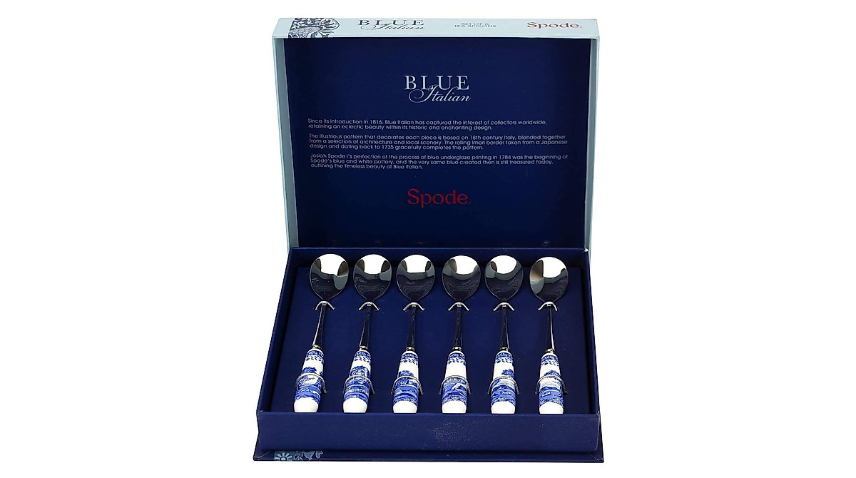 Spode Blue Italian Teaspoons - Elegant 6-Pc Steel Set