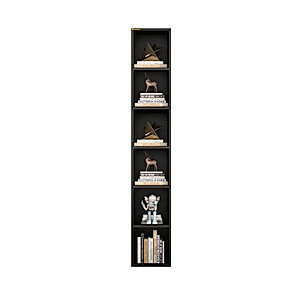 YQ JENMW 68.5 Inches Small Tall Narrow Corner Bookshelf, 6 Shelf Cubby Storage Organizer for Small Spaces, Freestanding Storage Cabinet for Bedroom Library Living Room Home Office, Black