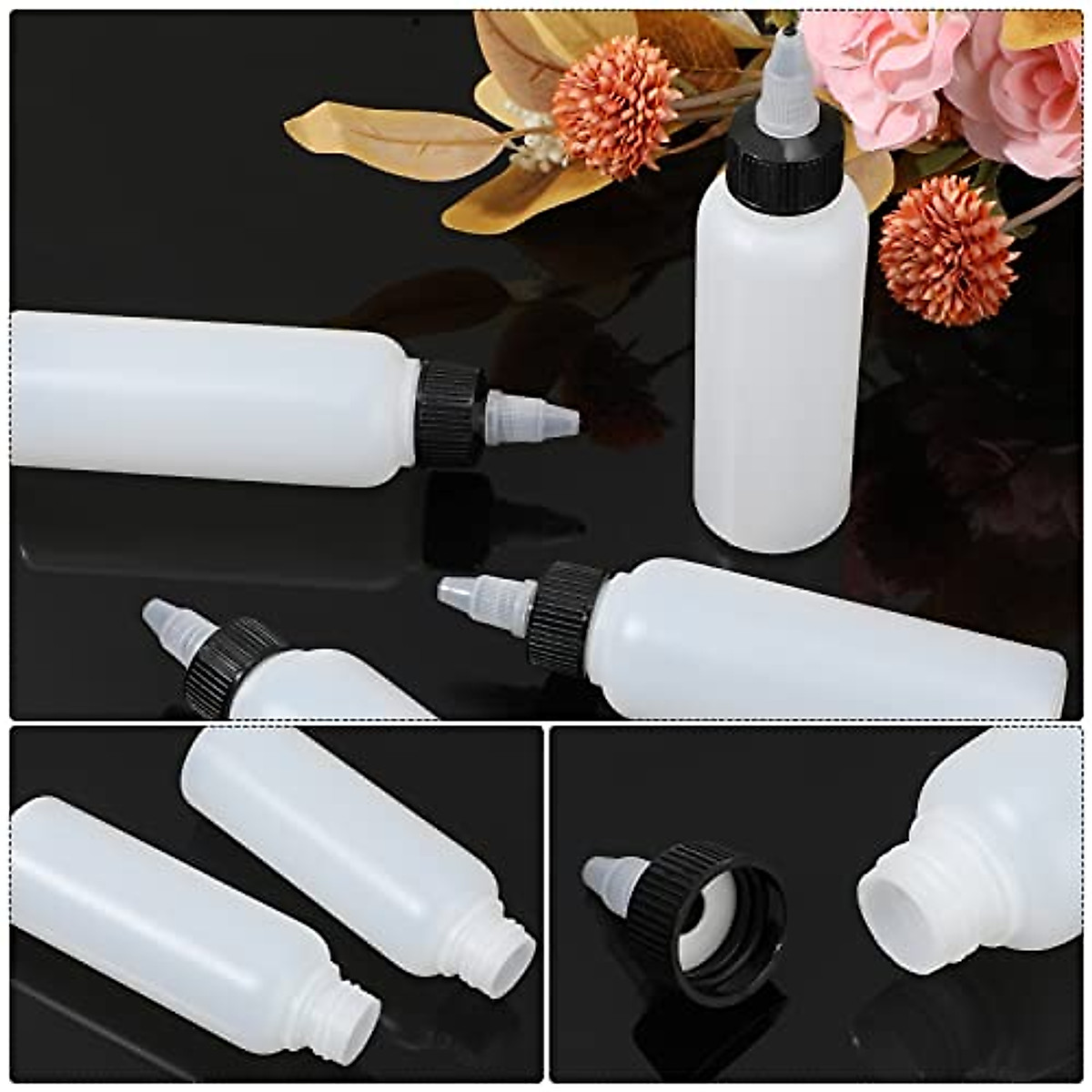 60 Pieces Plastic Squeeze Bottles 4 oz Condiment Dispensing Bottles with Twist Top Cap Sauce Squirt Empty Squeeze Bottles for Condiment Cookie Decorating Sauces Arts Crafts Lab Oil