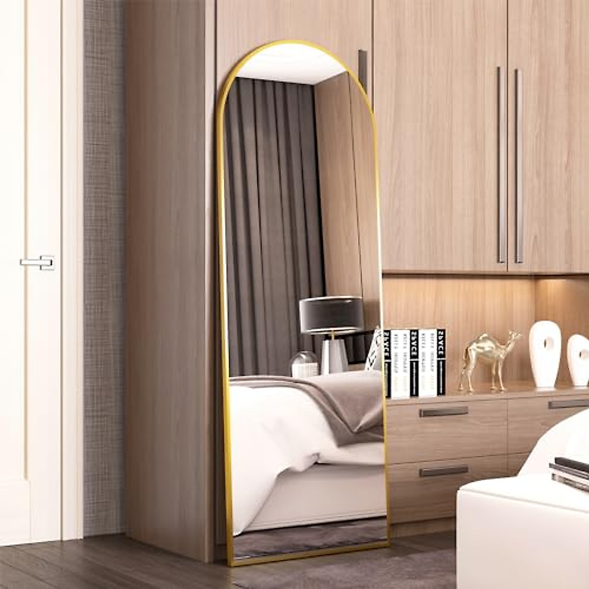 CONGUILIAO 65"x22" Arched Floor Mirror - Full Body Wall Mirror for Bedroom & Living Room, Gold