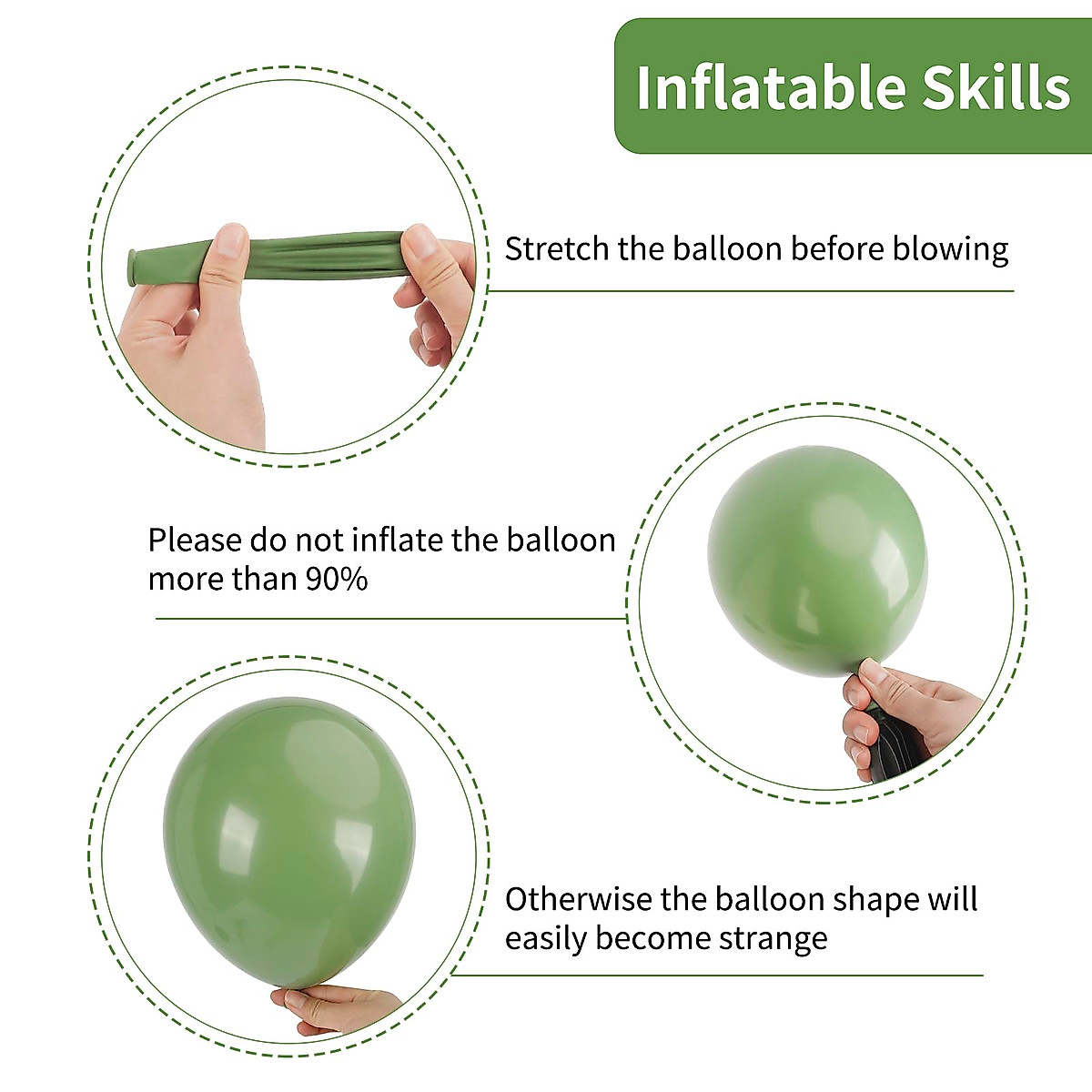 RUBFAC 87pcs Sage Green Balloons Different Sizes 18 12 10 5 Inches for Garland Arch, Premium Green Latex Balloons for Birthday Party Wedding Baby Shower Eucalyptus Themed Party Decorations