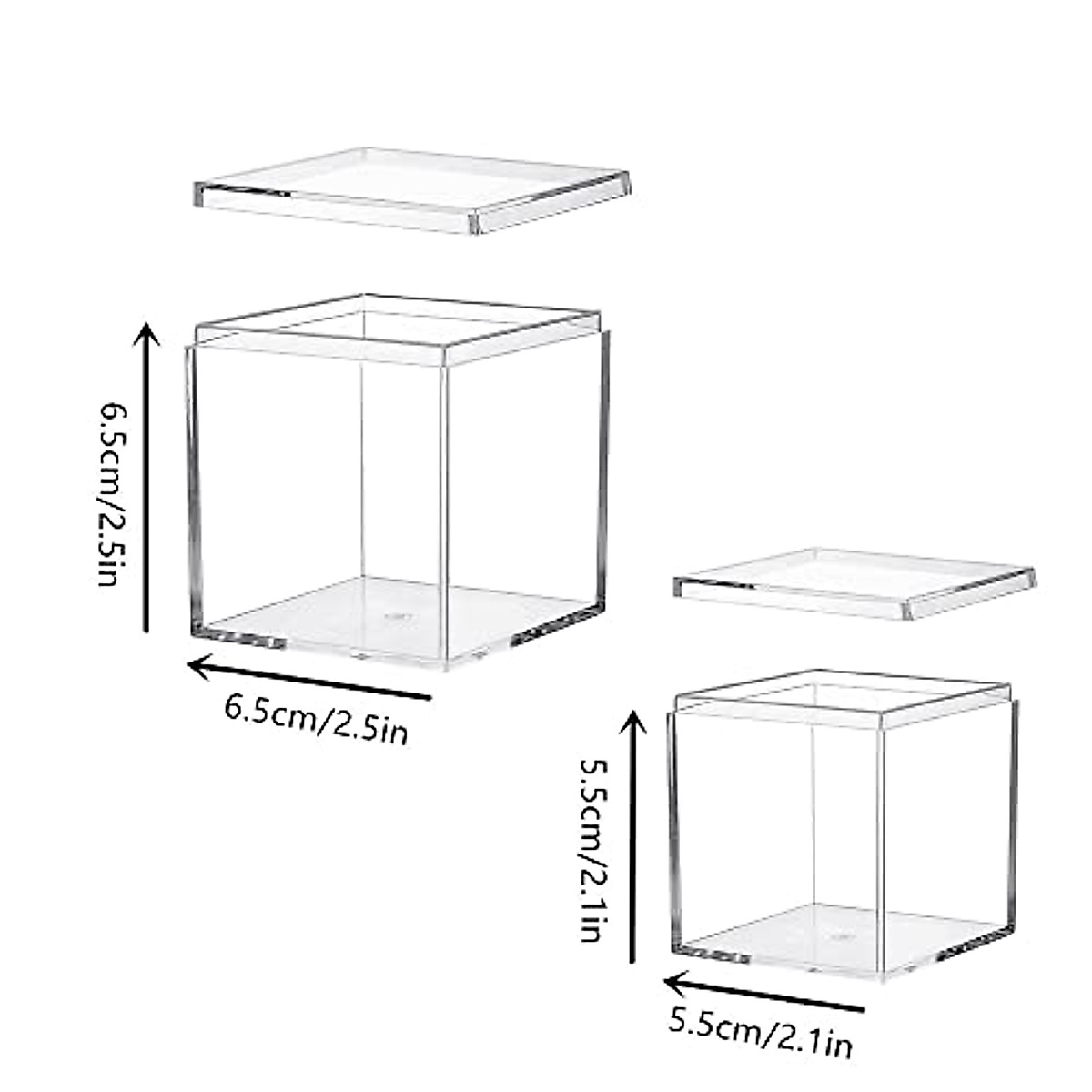 NA Clear Acrylic Plastic Square Cube Jewelry Box Mini Storage Containers with Lids Storage(8 Pieces)