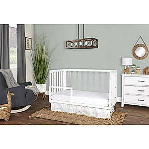 Evolur Acrylic Millennium 4-in-1 Convertible Crib-Modern Full Size Crib I Baby Crib I Easily Coverts to Toddler Bed & Dayday I  Adjustable Mattress Support Base I Acrylic Slats I in White to Reflect