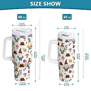 ARGTILDN 30 oz Tumbler Gnome Mushroom Ladybugs Insulated Travel Mug with Handle and Straw Lid Stainless Steel Vacuum Coffee Cup Tea Beverage Container Water Bottles for Car Sports office
