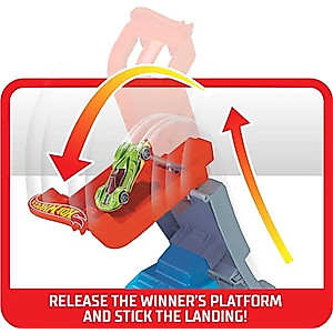Hot Wheels Toy Car Track Set Hill Climb Champion Playset with 1:64 Scale Vehicle, Launch Uphill to Score Points & Win
