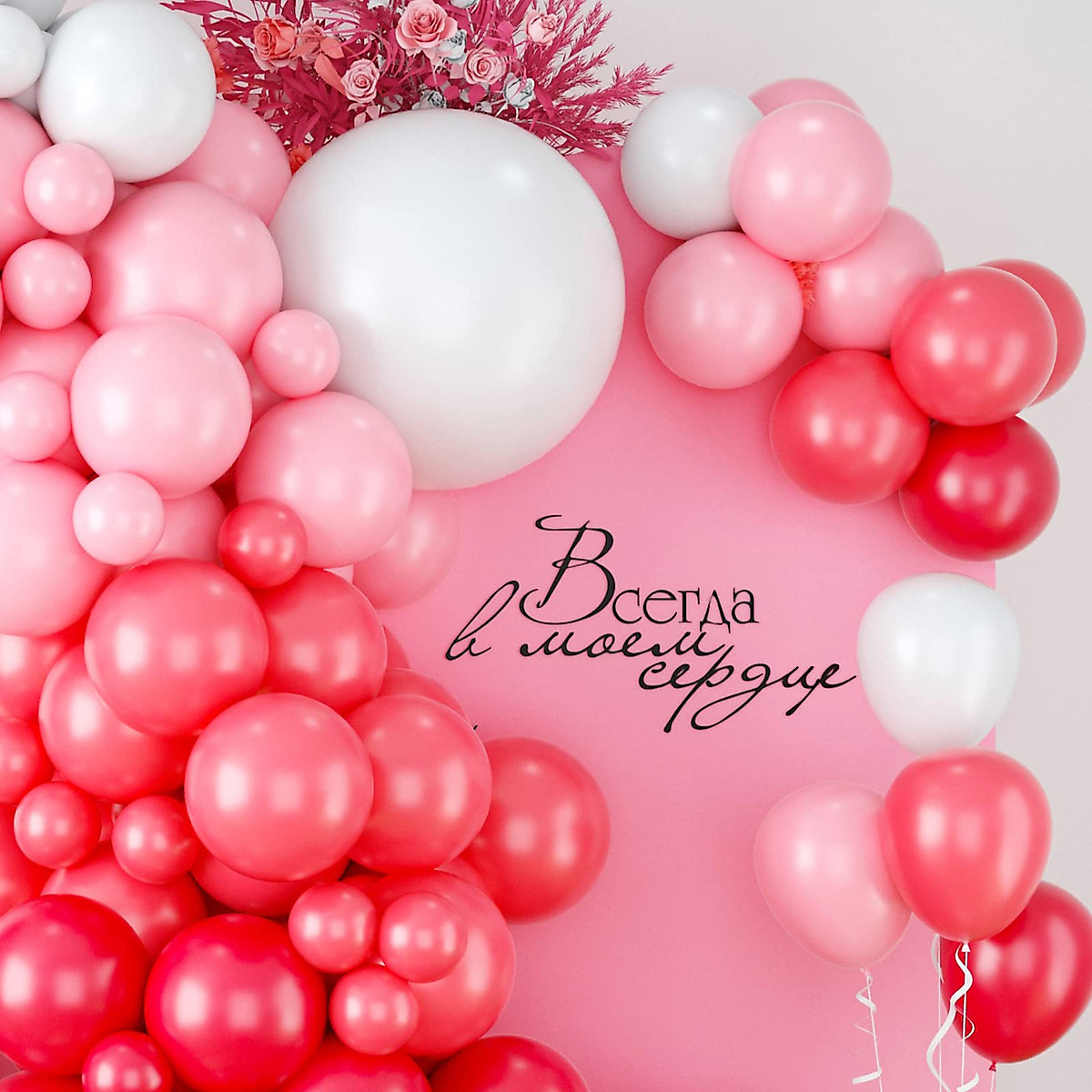 Red Pink Balloon Arch, Red Pink Balloon Garland Kit with White Pink Macaron Red and Red Balloons, Red Pink Balloon Garland for Baby Shower Engagement Bridal Shower Wedding Anniversary Party