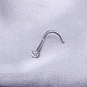 COCHARM G23 Titanium Nose Stud 20g Nose Screw Nose Rings 2mm Diamond Clear CZ Nose Stud Nose Rings 20 Gauge Nose Piercing Jewelry 20g Nose Corkscrew Stud