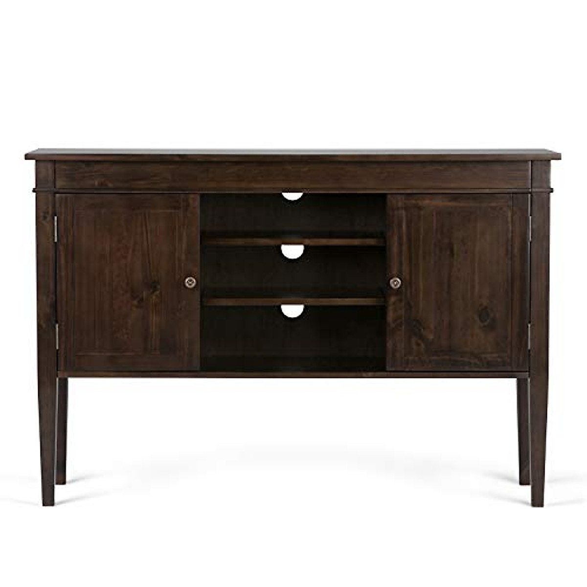 SIMPLIHOME Carlton SOLID WOOD 54 Inch Wide Transitional TV Media Stand in Dark Tobacco Brown for TVs up to 60 Inches, For the Living Room and Entertainment Center