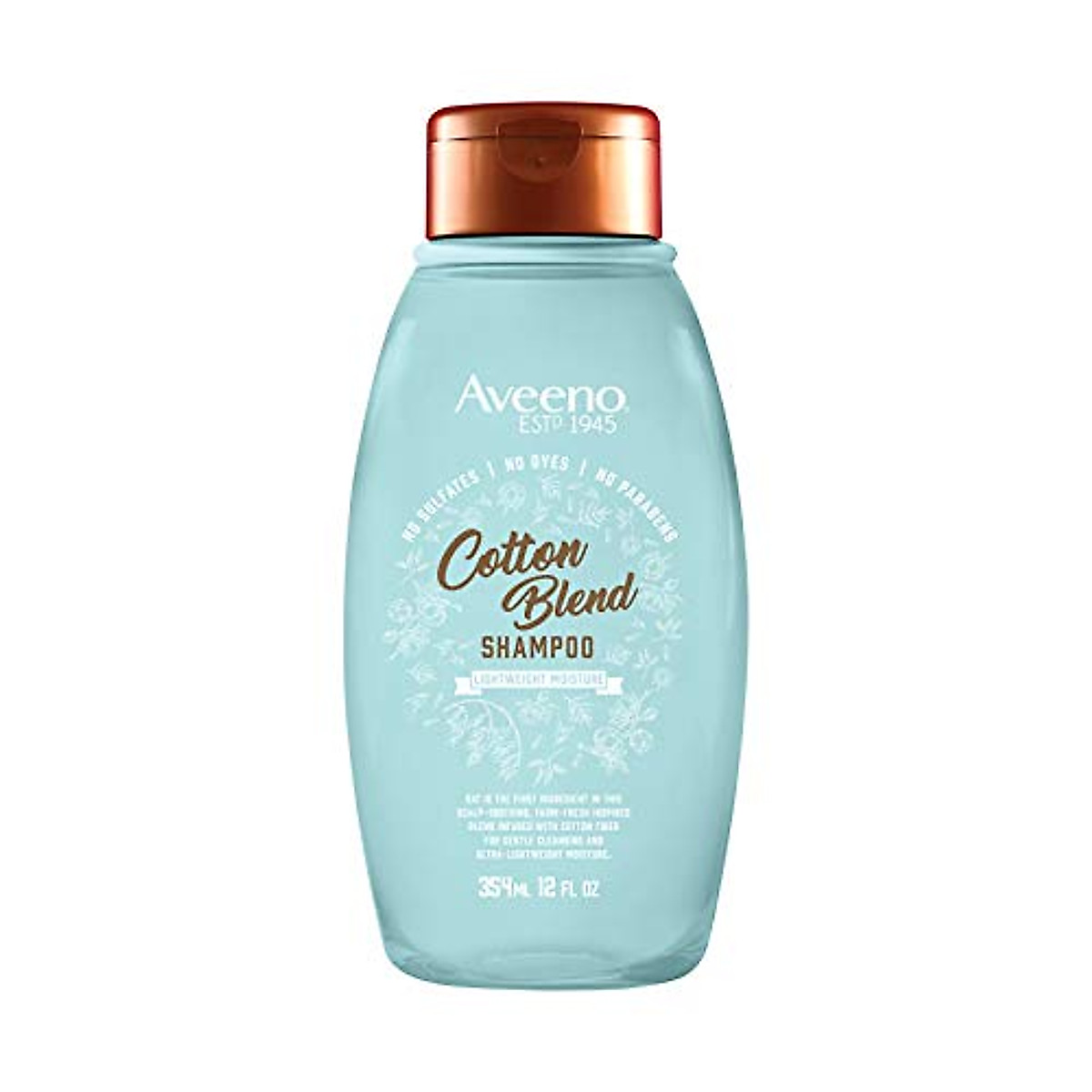 Aveeno Blend Sulfatefree Shampoo for Light Moisture Soothed Scalp Gentle Cleansing Shampoo With Nourishing Oat Paraben Dyefree, White Cotton, 12 Fl Oz