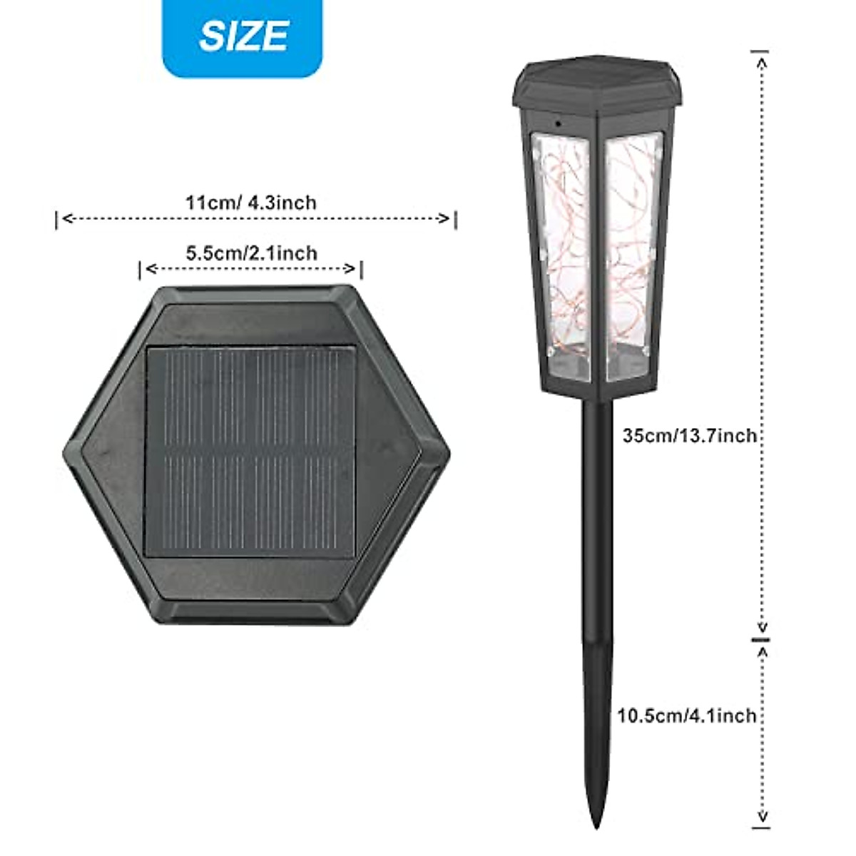 Yeceny Solar Landscape Lights Outdoor with Hangers-IP44 Waterproof 50 LEDs Solar Pathway Light-2 Modes Auto On/Off Solar Powered Fairy Light Garden for Yard Fence Patio Walkway Decor