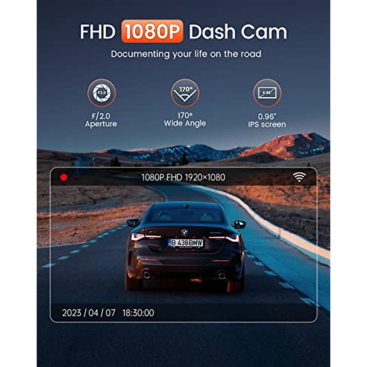 Dash Cam 1080P Car Camera, Dash Camera for Cars, Dash Cam Front with Night Vision, WiFi Car Camera with App, 24h Parking Mode,Motion Detection,Loop Recording, 170°Wide Angle, G-Sensor (X9)
